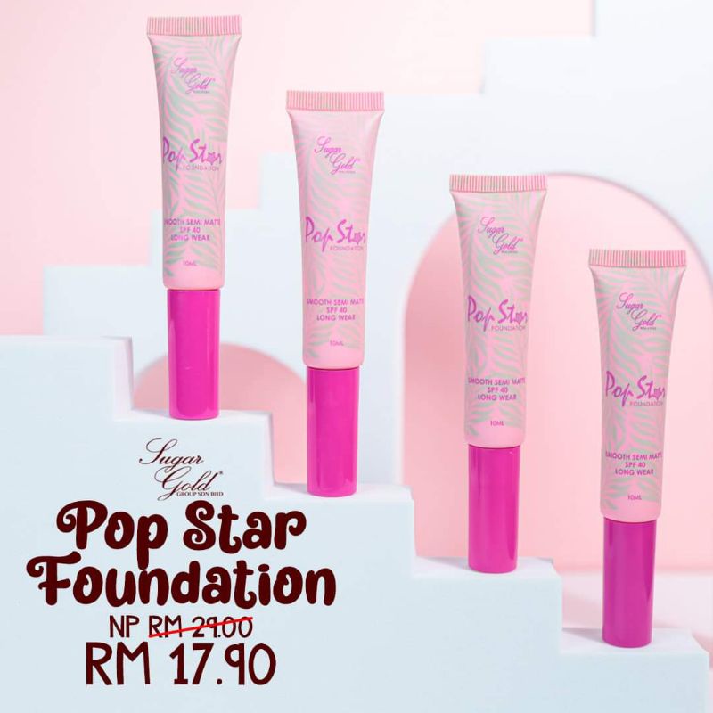 💯% Original HQ Pop Star Foundation Sugar Gold | Shopee Malaysia