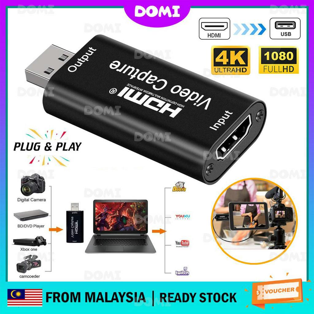 DOMI 4K 1080P USB 2.0 Converter HDMI to USB Audio Video Capture Card HD ...