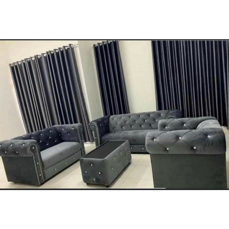 Sofa seater 3+2+1+meja baldu kaca hita | Shopee Malaysia