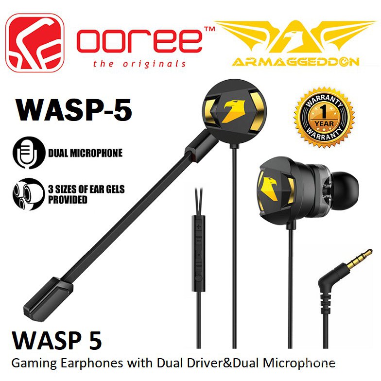 ARMAGGEDDON WASP-5 WIRED 3.5MM GAMING EARPHONE WITH DUAL DRIVER AND IN ...
