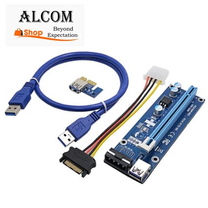 PCIe Riser Pci Express 1X 16X Usb 3.0 Cable Sata To 4Pin Ide Molex ...