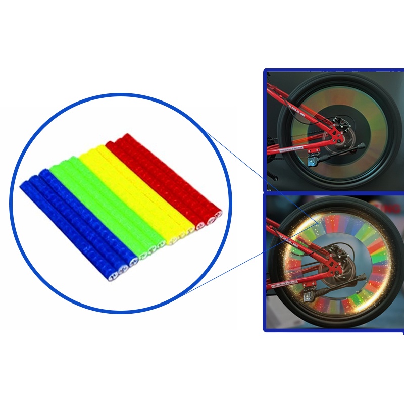 6 Colors Bicycle Warning Wheel Rim Clip Strips Riding Safety Reflective ...