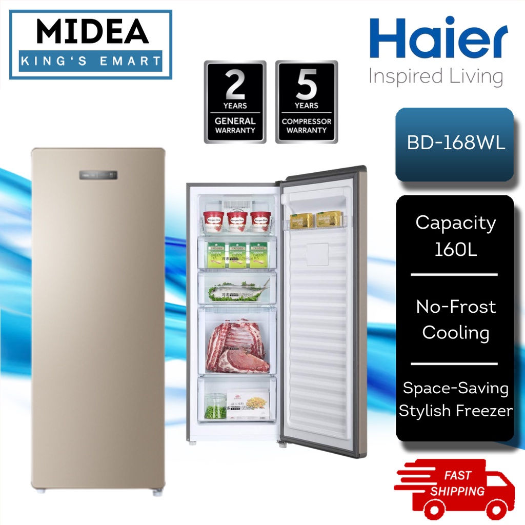 Haier 168L No Frost R600a Upright Freezer BD-168WL BD168WL / Peti Beku ...