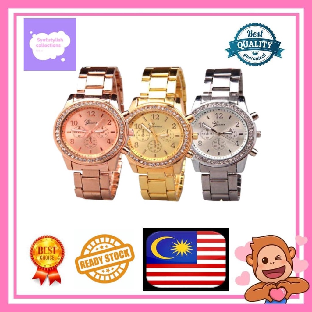 SYAF.STYLISHCO💜JAM Original Geneva Stainless Steel Diamond Chronograph ...
