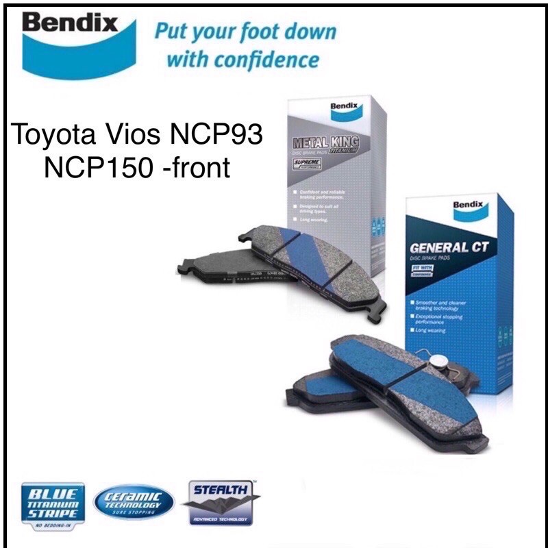 Toyota Bendix Front Brake Pad - Toyota Vios NCP93/ NCP150 New S/G/ TRD ...