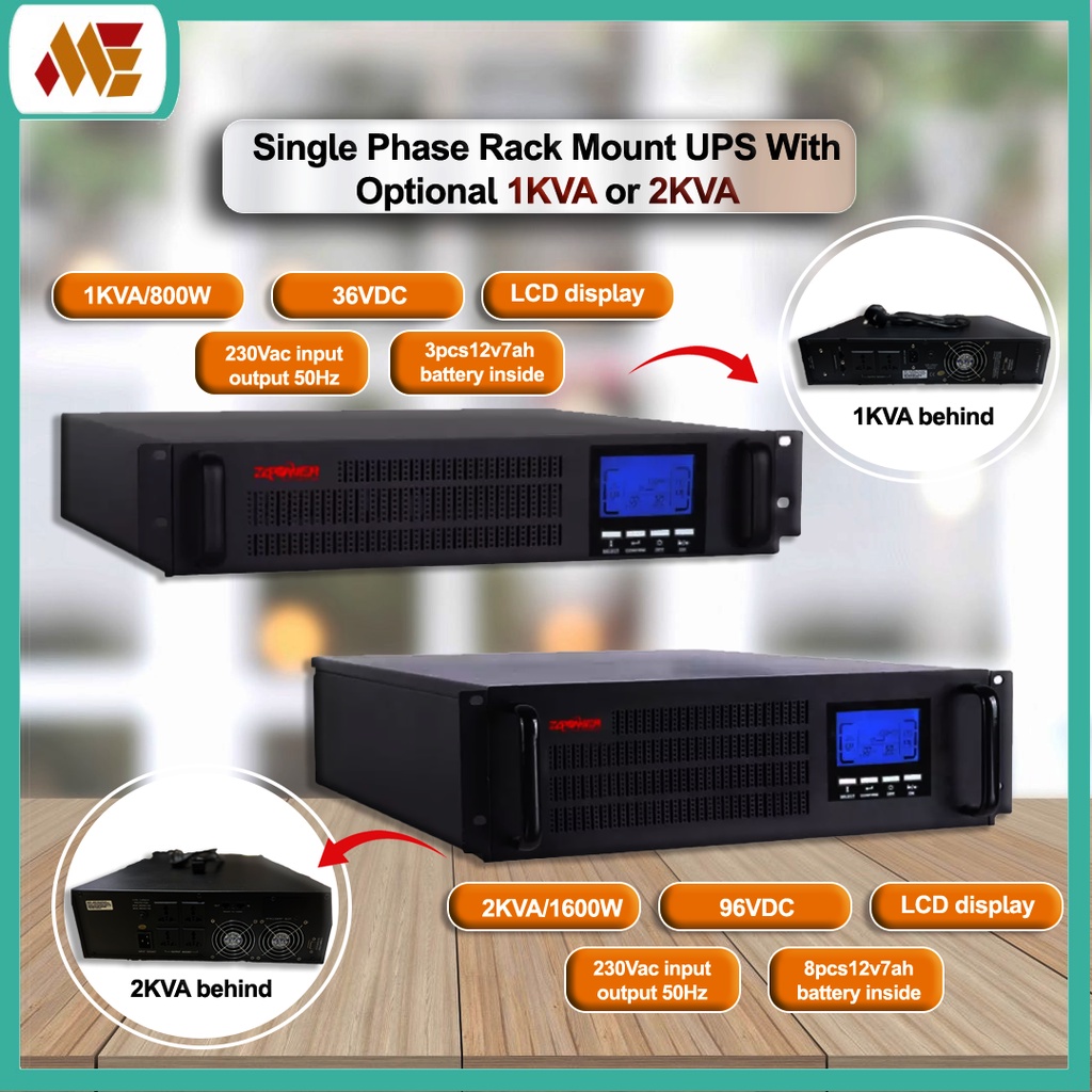 High Quality Single Phase Rack Mount UPS (Online) Optional 1KVA or 2KVA ...