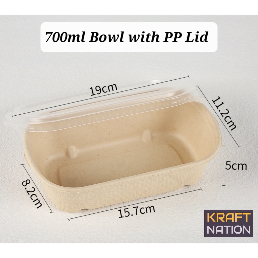 [ECO] 500ml/700ml/850ml/1000ml Degradable Healthy Pulp Lunch Box with ...