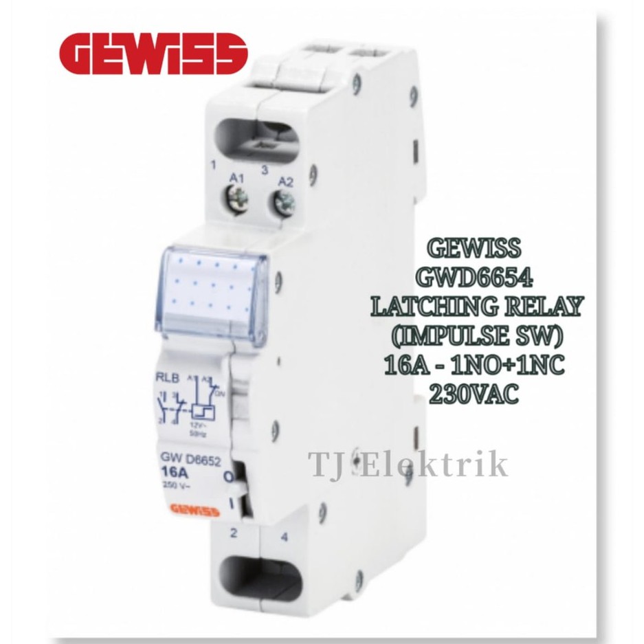 GEWISS 90AM RLB LATCHING RELAY (IMPULSE SW) 16A - 1NO+1NC 230VAC (1M ...