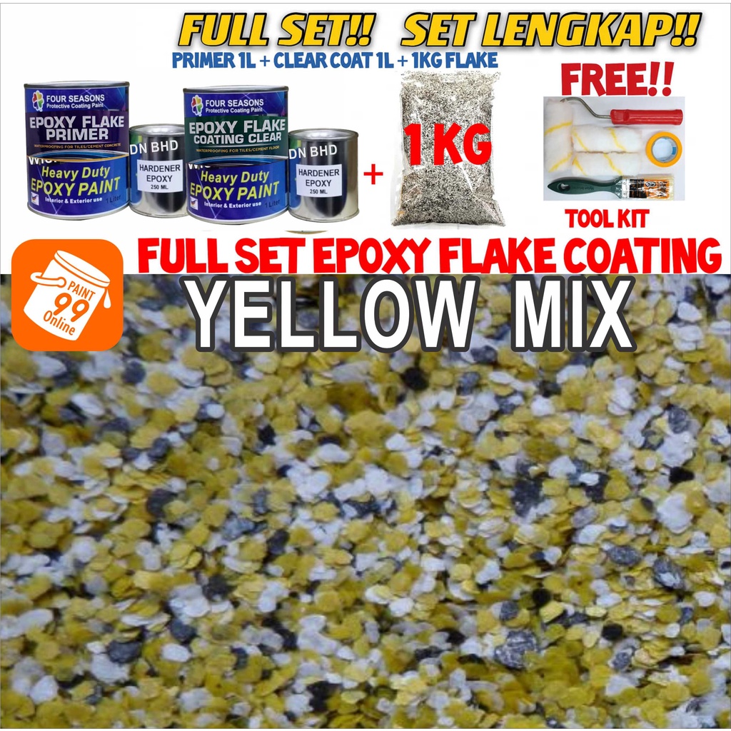 YELLOW MIX // DIY Full Set Epoxy Colour Flake Coating Toilet Floor ...