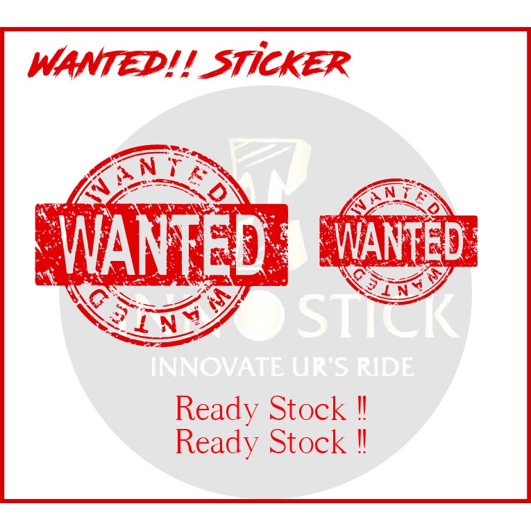 Wanted Sticker Car Sticker Wanted Sticker Motor | Shopee Malaysia