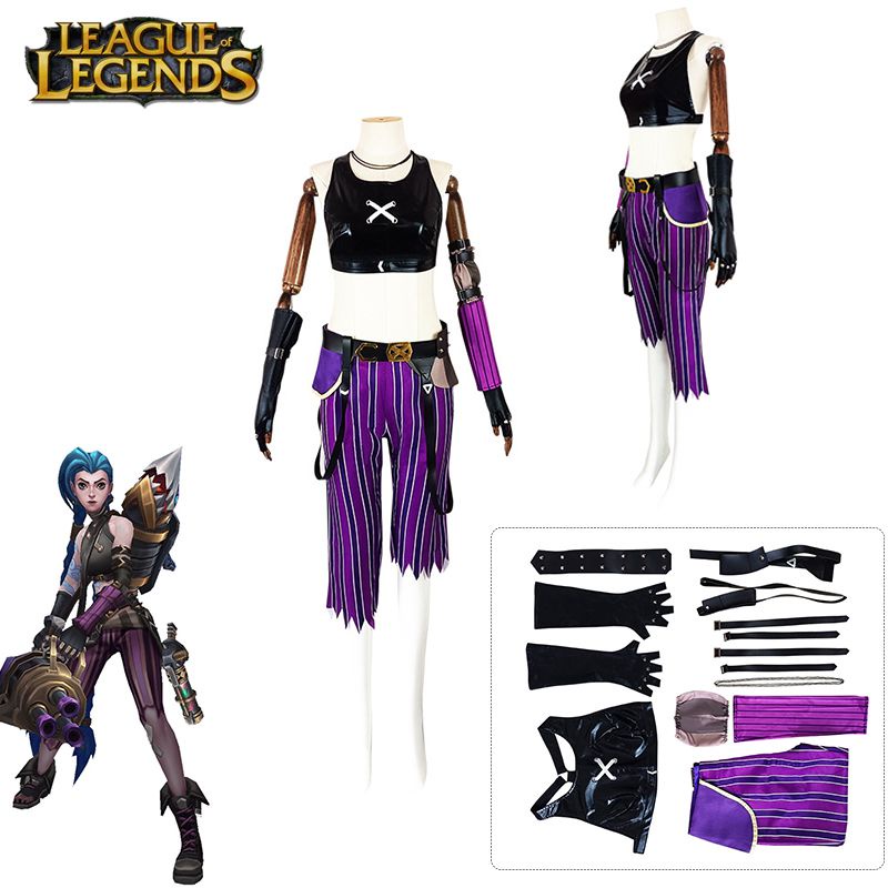 Legends Of League Jinx Cosplay Costume Halloween Party Uniform Set ...