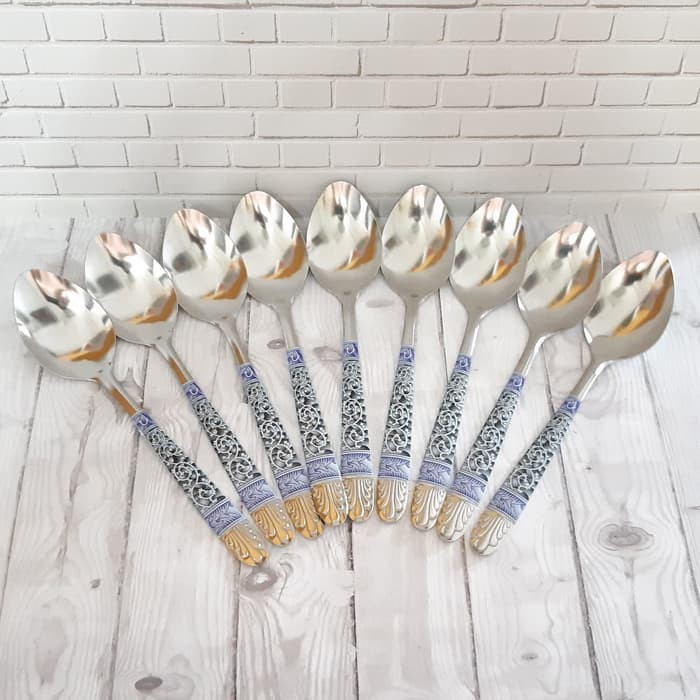 (Dozens) Thick Stainless Steel Spoon Batik Motif / Batik Spoon | Shopee ...