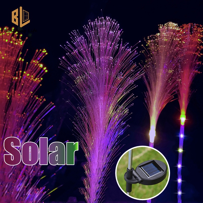 7 Colors Solar Flower Lights Simulation Reed Optical Fiber LED Lamp ...