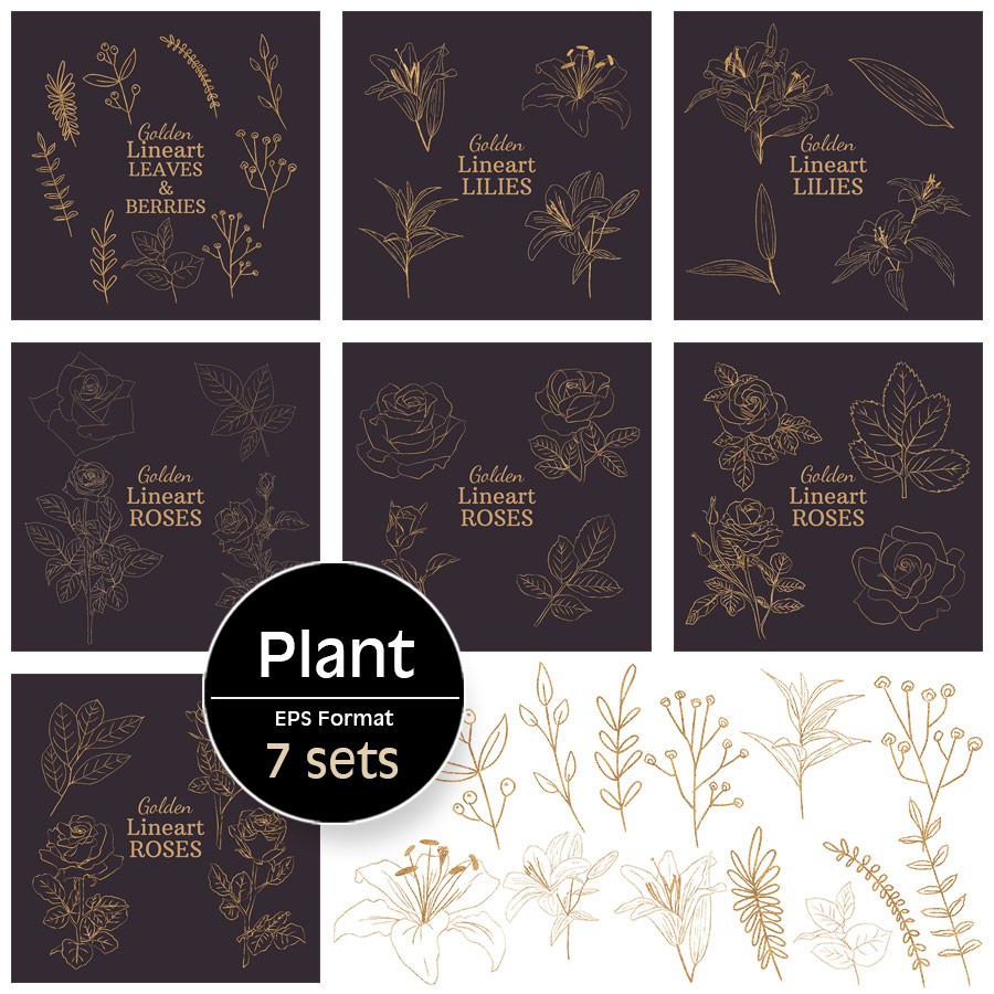 Plant Design Template Bundle Pack / Flower / Tree / Leaf / Illustration ...