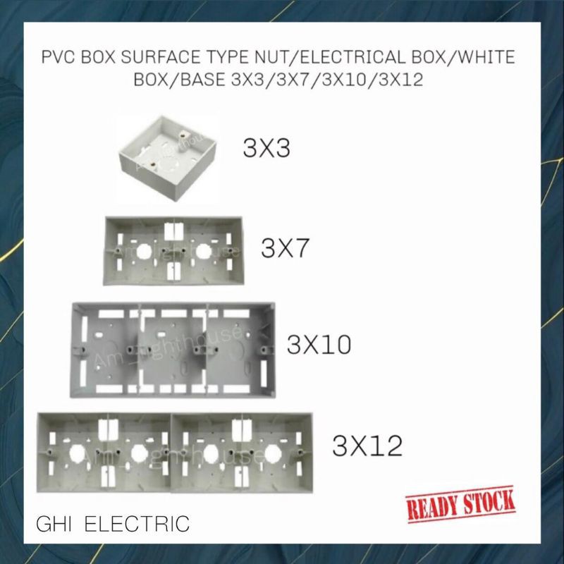 PVC BASE 3 X 3 / 3 X 7 / 3 X 10 / 3 X 12 WHITE ELECTRICAL NUT BOX / PVC ...