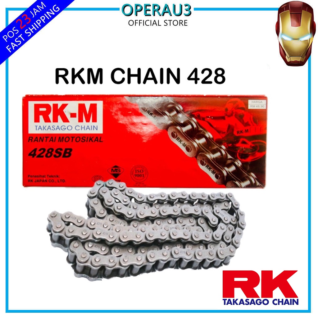 RKM CHAIN 428M RANTAI MOTOR RKM Y15ZR LC Ex5 Wave Dash RS150 (96/114 ...