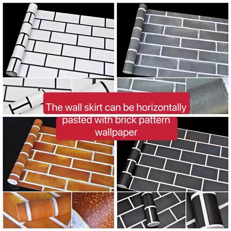 Corak bata pita kalis air moden yang bergaya gam kertas dinding ...