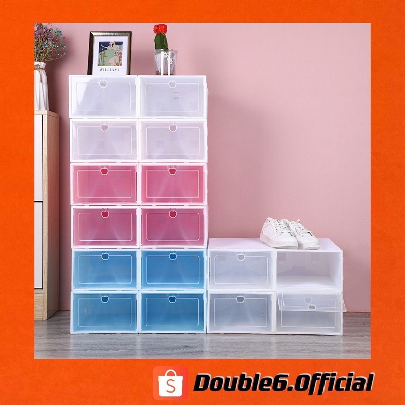 Unisex Stackable Storage Shoes Shoe Box Pp Plastic Box Penyimpan Kotak ...