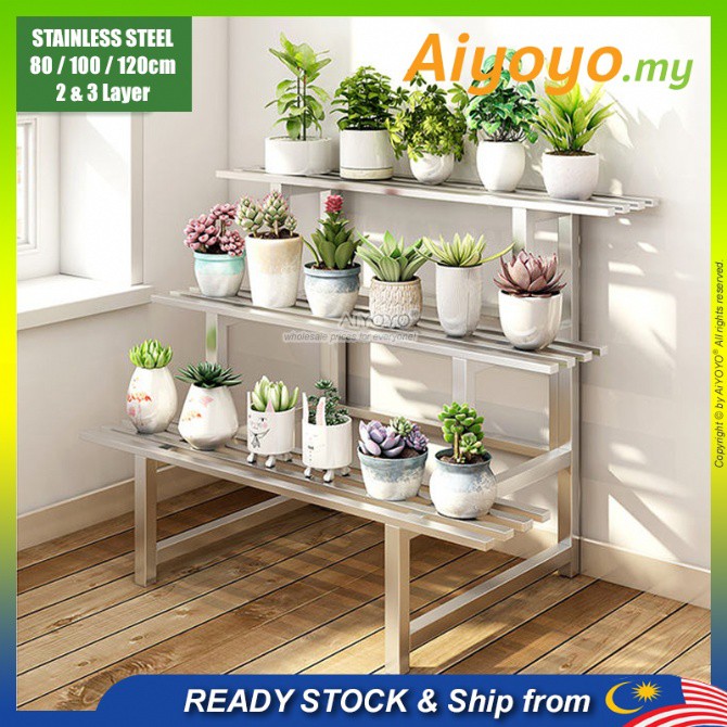 Stainless Steel Flower Rack Multi Layer Pot Stand Rak Bunga Plant ...