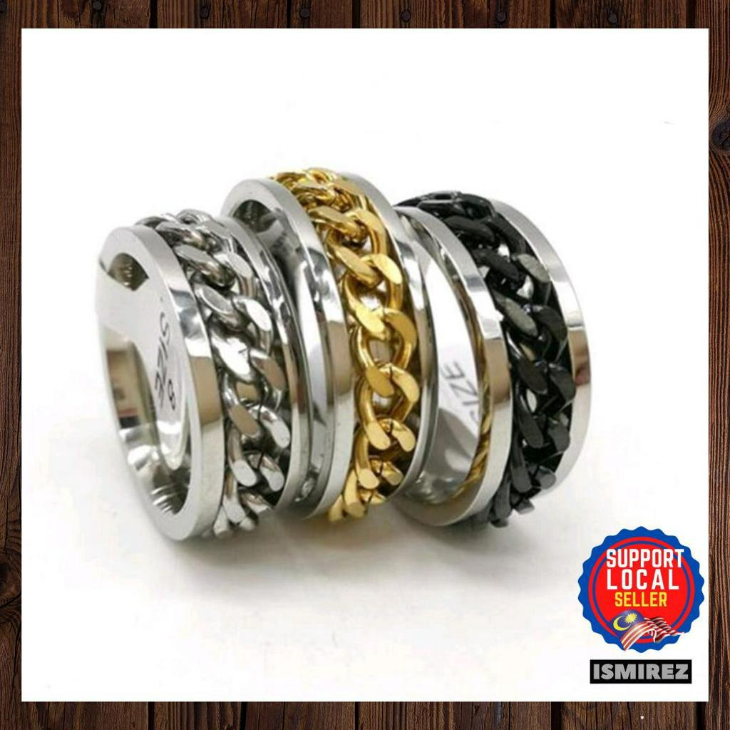 Rotation Ring Cincin Lelaki Silver Cincin Perempuan Men Ring Fashion ...