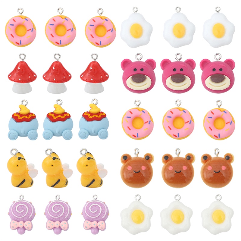 New Fashion Resin Charms Pendant Mushroom Dog Bear Bee Icecream Charms ...