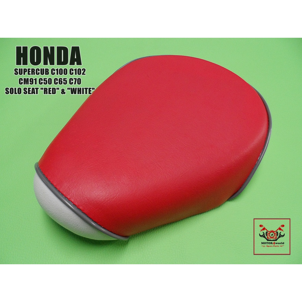 SINGLE SEAT "RED" & "WHITE" with "GREY" TRIM Fit For HONDA SUPERCUB C50 ...