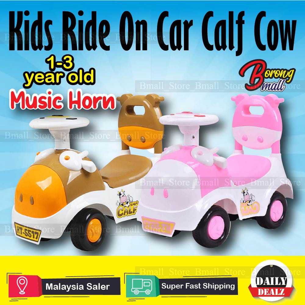 Kids Ride On Car Calf Cow Music Horn Pushing Cart Walker 1-3 years old ...