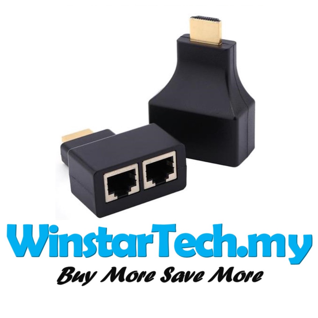 1 Pair HDMI Over To Dual Port RJ45 Network Cable Extender Cat5e Cat6 ...