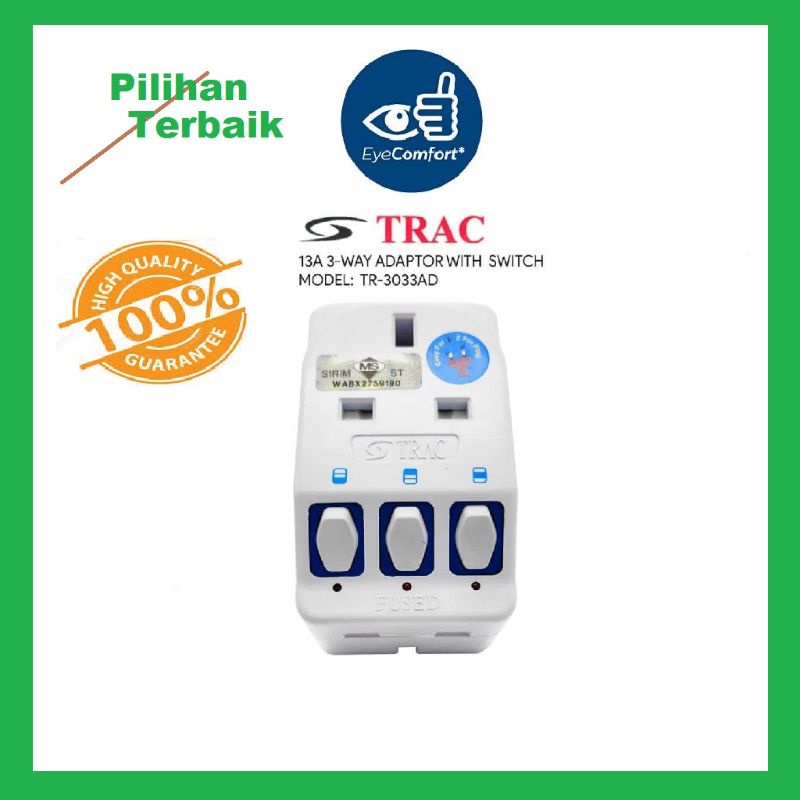 3 Way Adaptor Extension Socket 13amp Switch Socket With Surge Protector