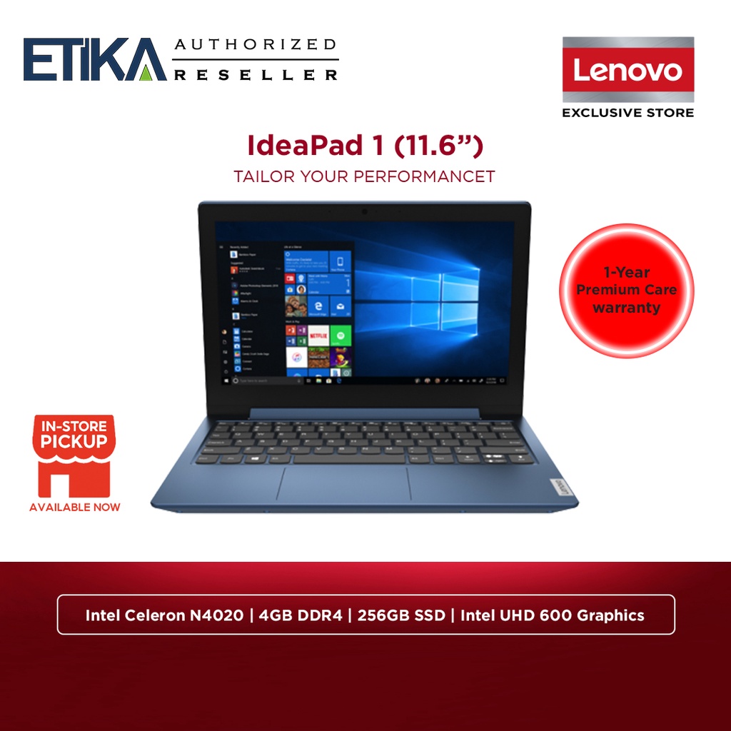 Lenovo IP1 81VT003RMJ Laptop | Intel Celeron N4020, 4GB, 256GB, 11.6 ...