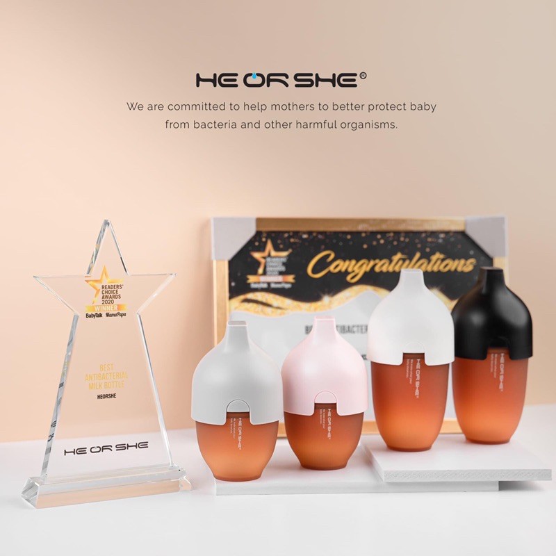🆕 He Or She Ultra Wide Neck Baby Bottle | botol susu | 🎁Free Gift ...