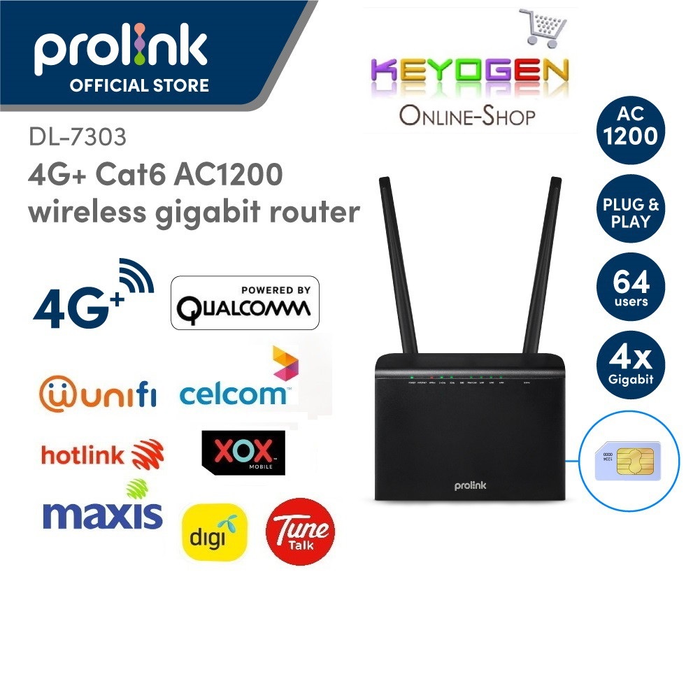 Original Prolink 4G+ LTE CAT6 AC1200 Wireless Dual-Band Gigabit Router ...