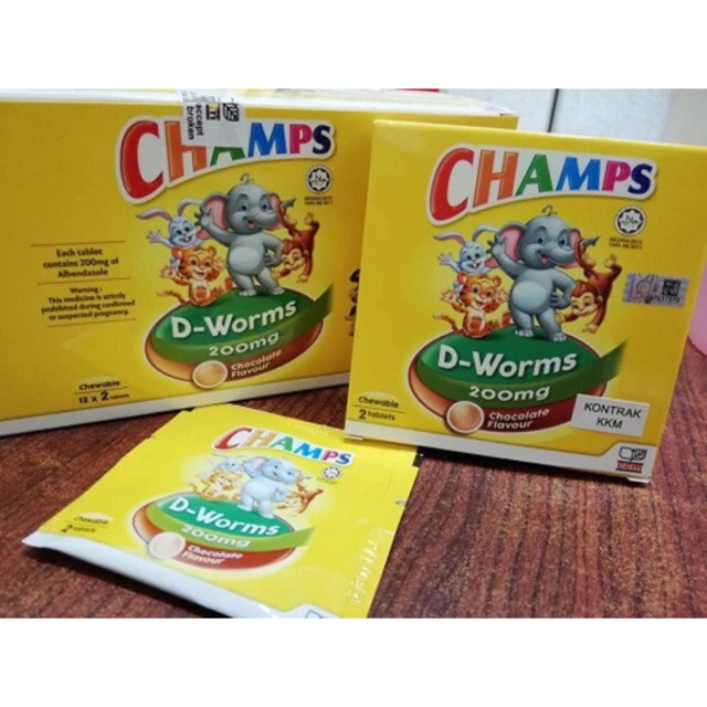 CHAMPS D-WORMS CHOCOLATE Chewable 2’s | Shopee Malaysia