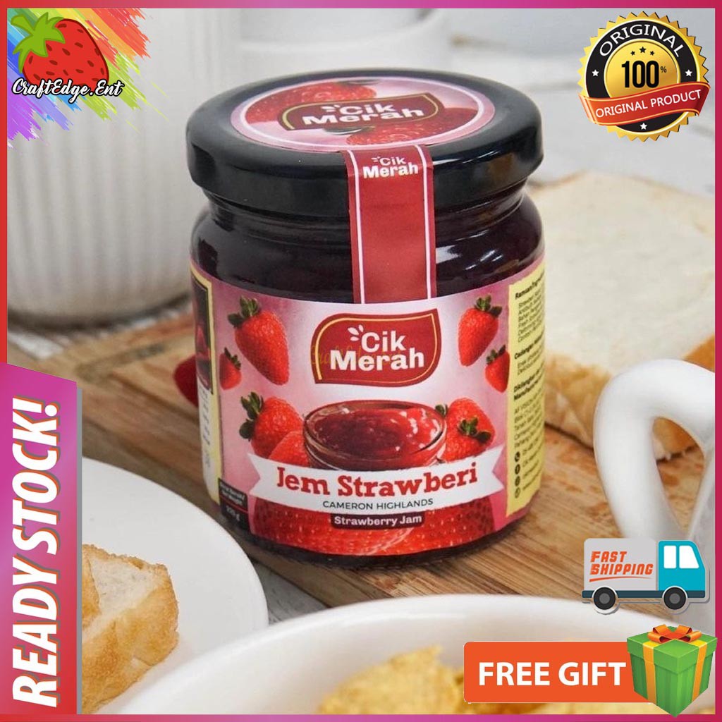 STRAWBERRY JAM JEM STRAWBERI (EXTRA FRUITS) 220gm CIK MERAH CAMERON ...