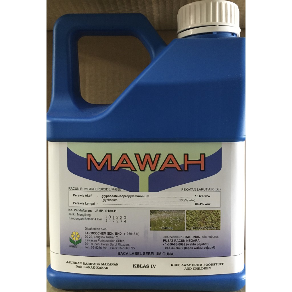 ORIGINAL Farmcochem Mawah 4L / Racun Rumput / Lalang / glyphosate ...