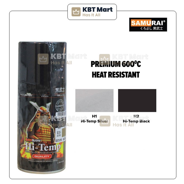 Samurai Hi-Temp 300ml Aerosol Spray Paint Tahan Panas High Temperature ...