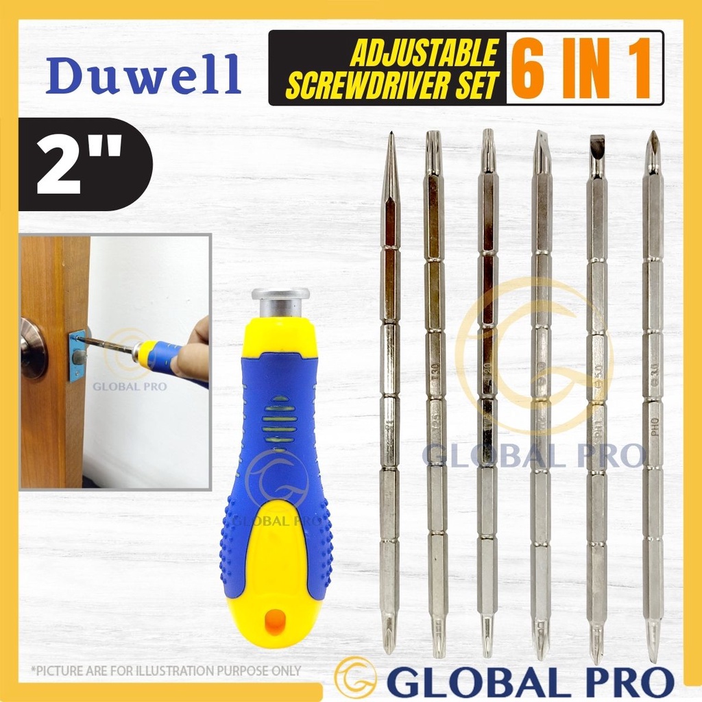DUWELL 6 IN 1 Multi-Functional Adjustable Precision Screwdriver Set ...
