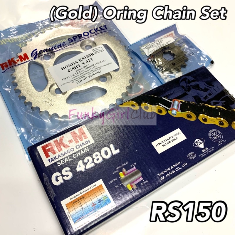 GOLD RS150 RKM ORING CHAIN SET GS428OL Combo RS150R RS 150 O RING EMAS ...