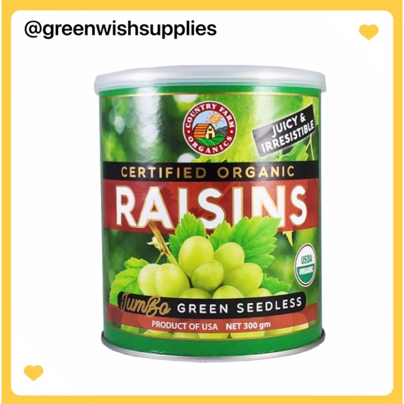 COUNTRY FARM ORGANICS - Certified Organic Green Seedless Raisins Jumbo ...