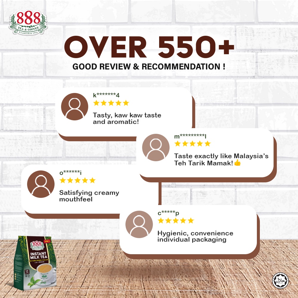 888 3 in 1 Instant Milk Tea / Teh Tarik (35g x 12 Sachets) | Shopee ...