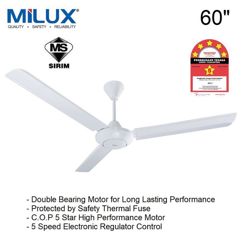 Milux 60" Regulator Type Ceiling Fan - MCF-6001 | Shopee Malaysia