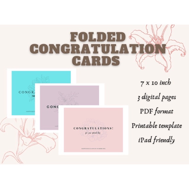 Too-List Design Digital Folded Congratulation Cards | Editable PNG and ...