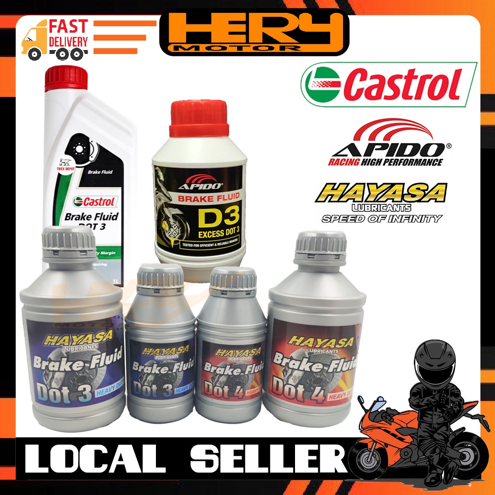 CASTROL APIDO HAYASA BRAKE FLUID MINYAK BRAKE DOT 3 DOT 4 MOTORCYCLE ...
