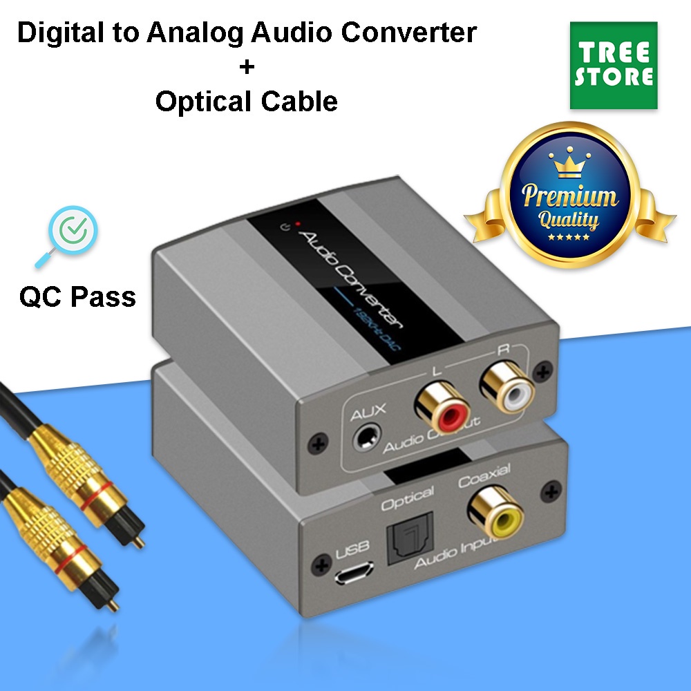 Digital to Analog Audio Converter 192kHz DAC Converter Optical to RCA ...