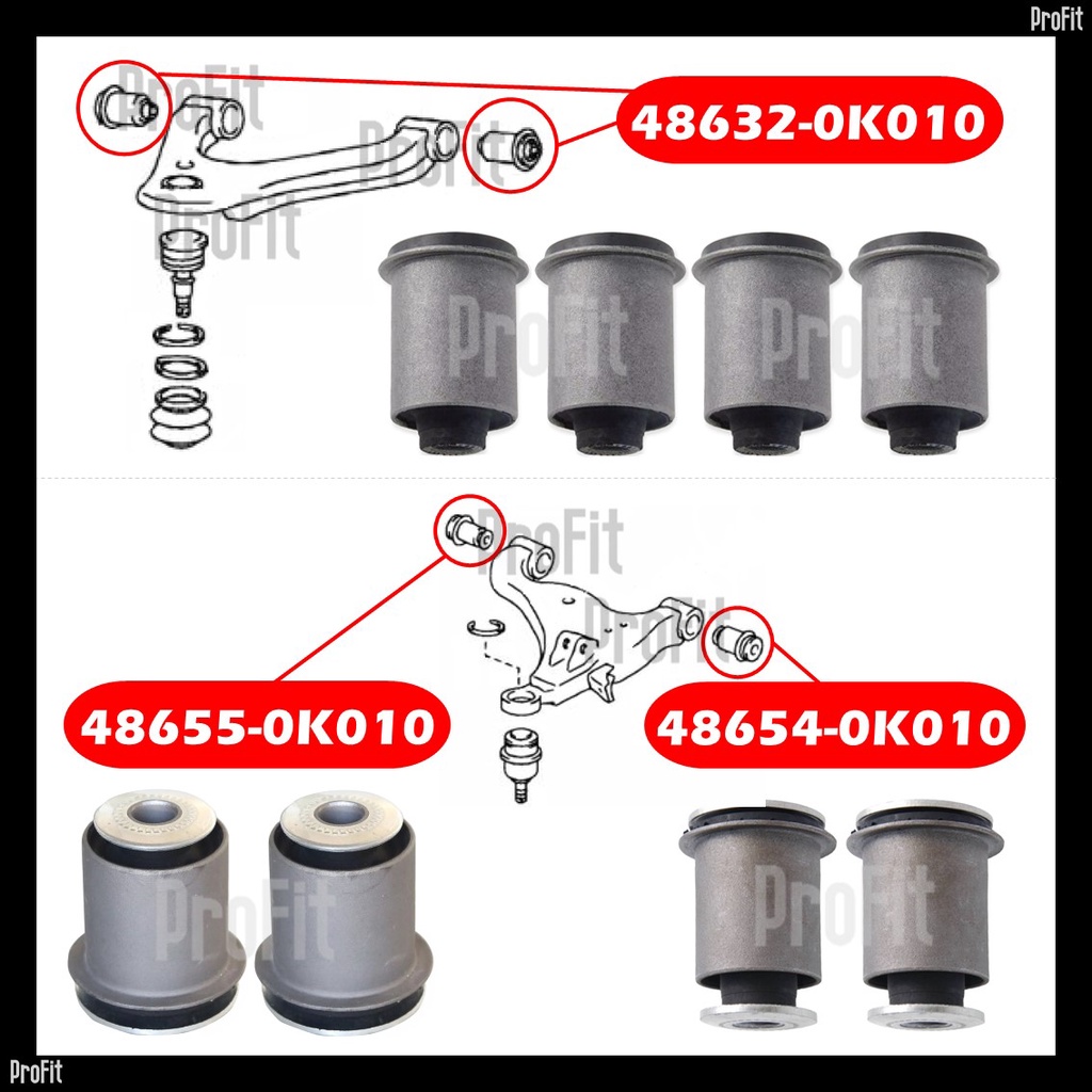 1 SET 8PCS Innova TGN40 TGN140 Hilux KUN15 2WD Front Lower Arm Bush ...