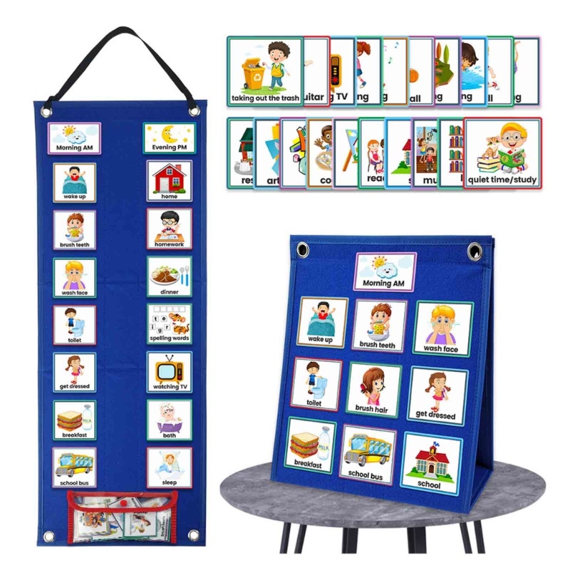 SELAN Visual Schedule for Home Day Night Autism Routine Chart Cards ...