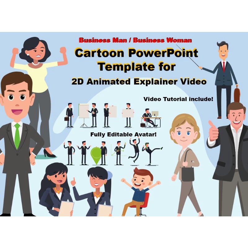 Business Man Cartoon Character for PowerPoint Explainer Template ppt 100% editable with tutorial ...