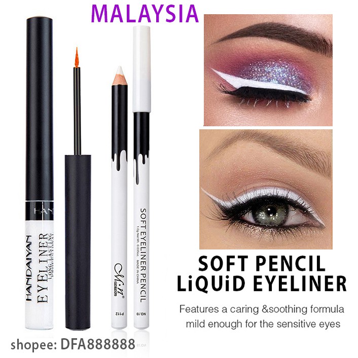 🇲🇾 Pensil Putih Eyeliner Waterproof Liquid White Eye Liner Long Lasting ...