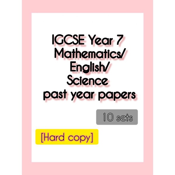 🔥[IGCSE PAST YEAR PAPER] IGCSE Year 7 Past year paper (Math/English ...