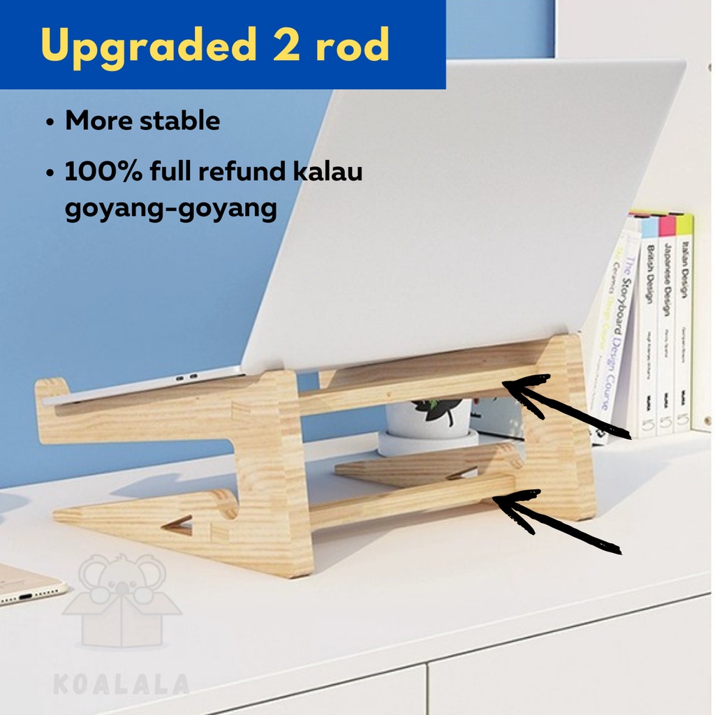 Wood Stand Laptop Support Monitor Support Foldable Wooden Rack Monitor ...
